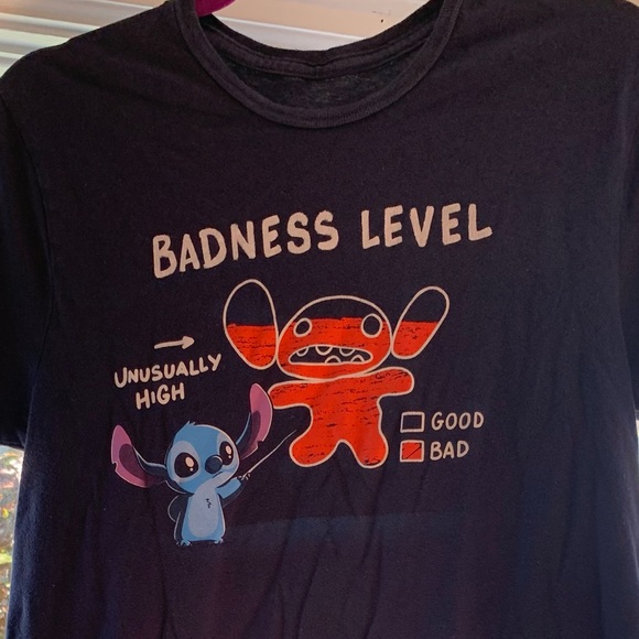 Disney | Shirts | Disney Stitch Badness Level Navy Blue Short Sleeve ...